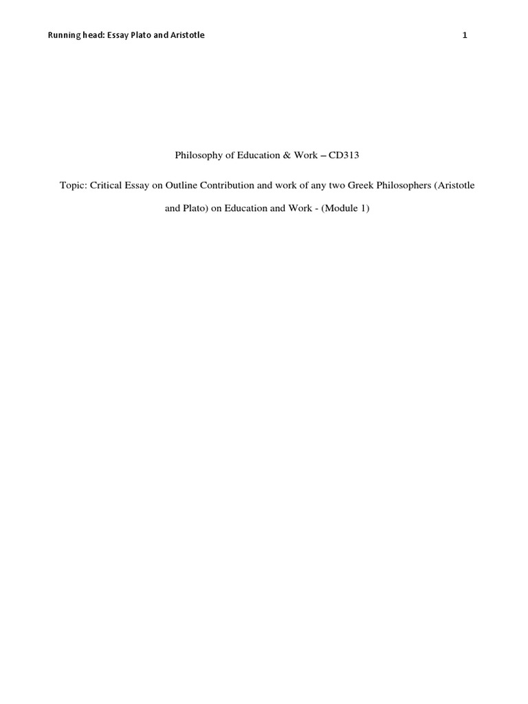 Greek Philosophers Aristotle And Plato On Education And Work Pdf