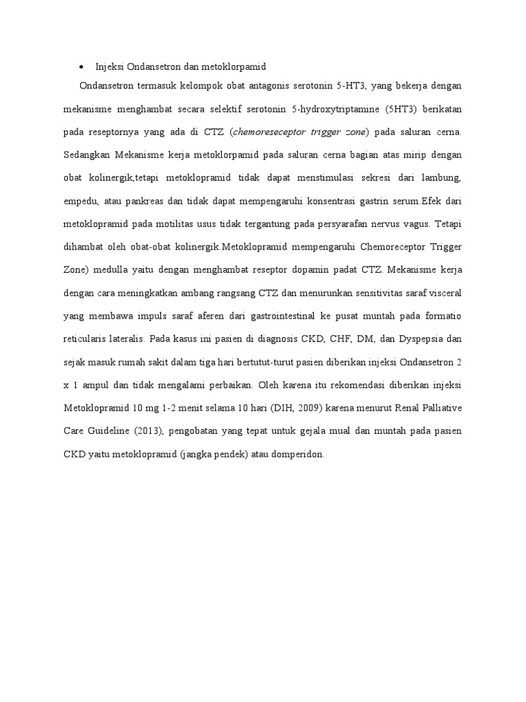 Injeksi Ondansetron Dan Metoklorpamid | PDF