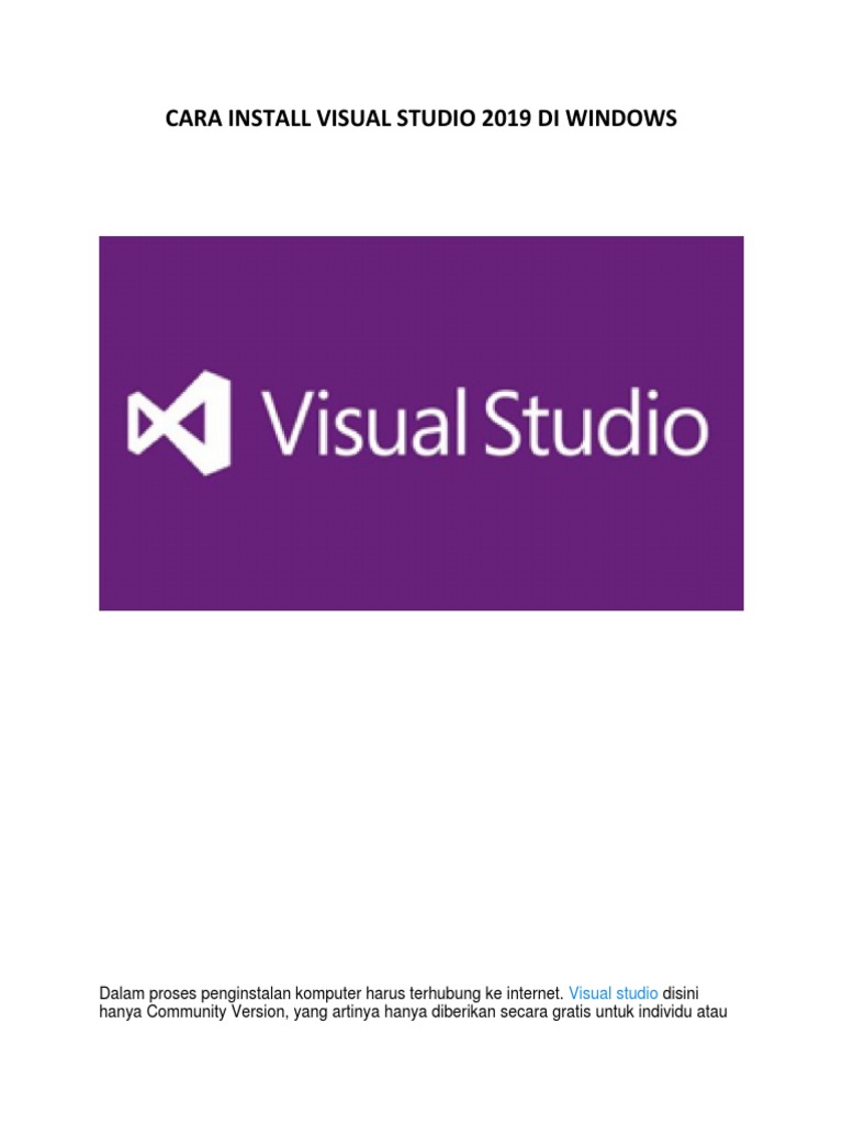 Cara Install Visual Studio 2019 | PDF