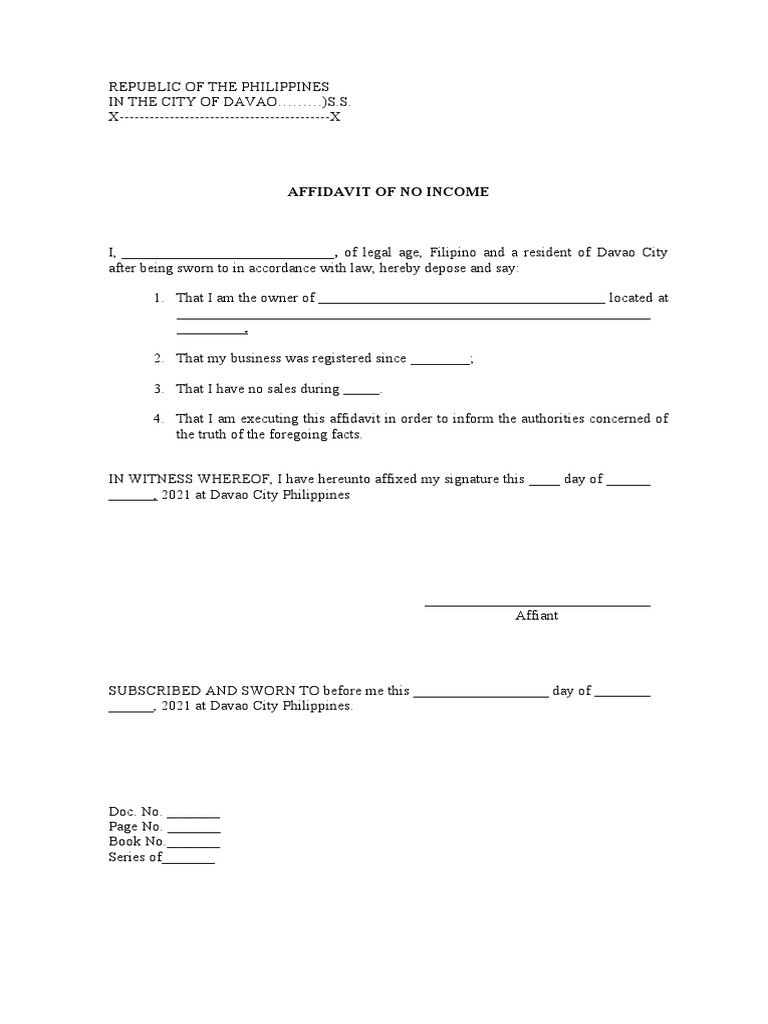 Affidavit of No INCOME | PDF