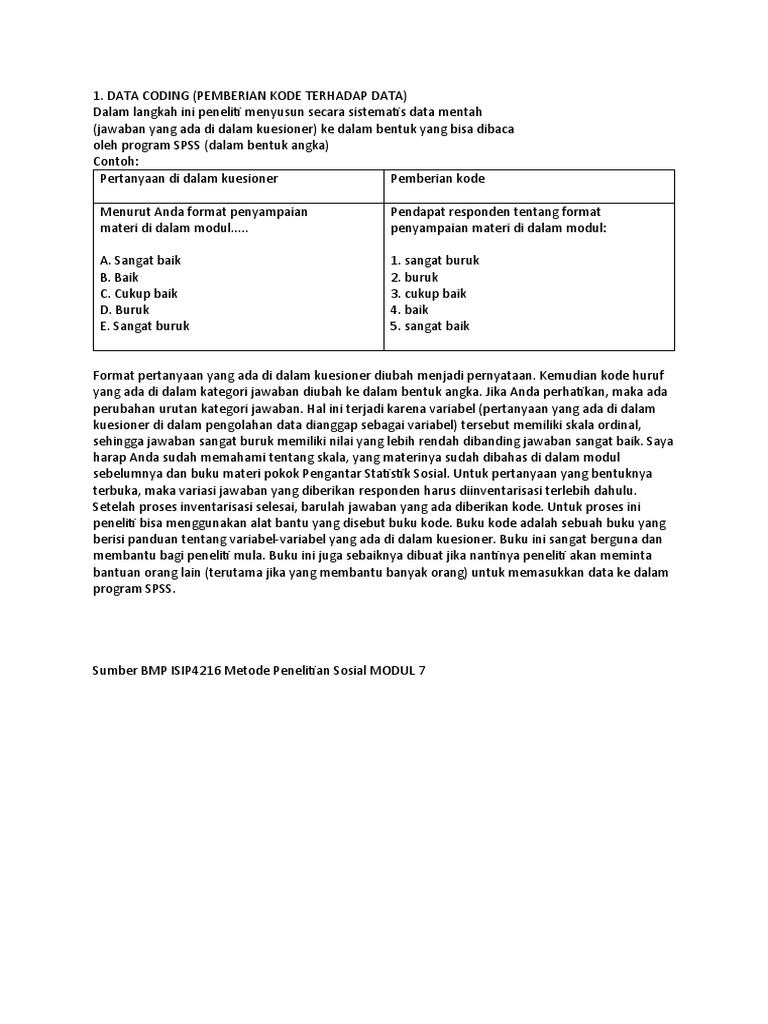 Data Coding (Pemberian Kode Terhadap Data) | PDF Data Coding (Pemberian Kode Terhadap Data) | PDF