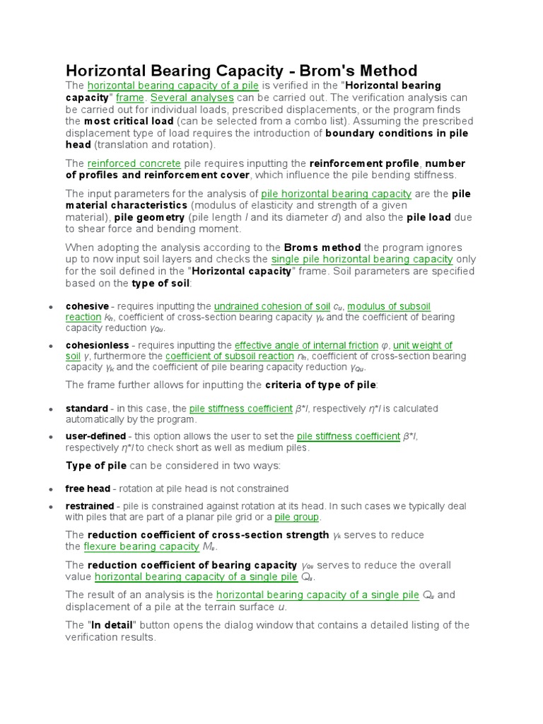GEO5 Pile Horizontal Bearing Capacity Broms Method | PDF | Deep ...