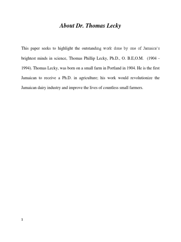 Dr. Thomas Lecky | PDF | Agriculture | Food Industry