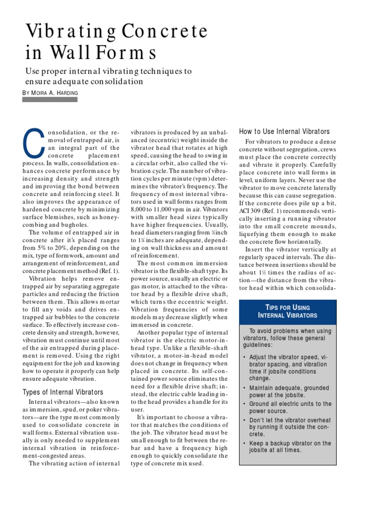 Concrete Construction Article PDF - Vibrating Concrete in Wall Forms ...