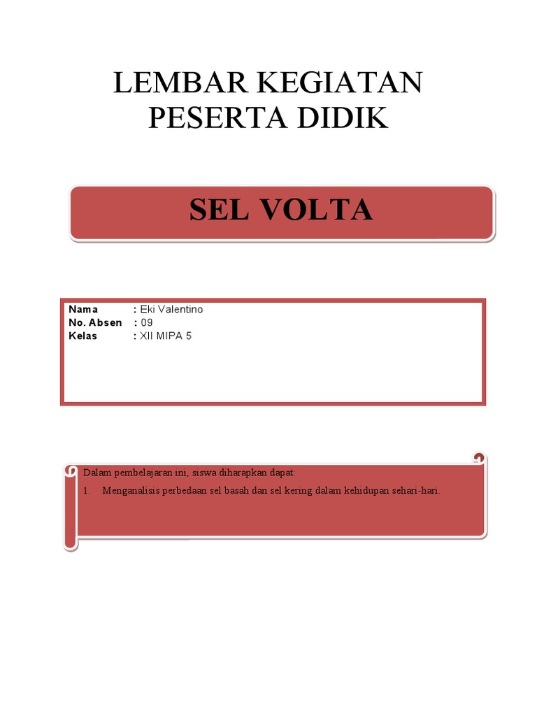 LKPD Sel Volta | PDF