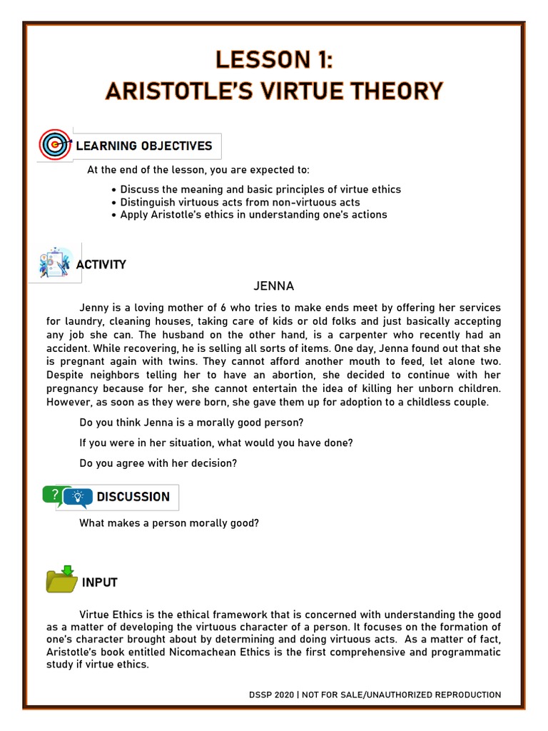 Lesson 1 Aristotle and Virtue Ethics | PDF | Virtue | Virtue Ethics