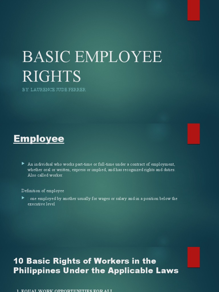 Basic Employee Rights: By: Laurence Jude Ferrer | PDF | Employment ...