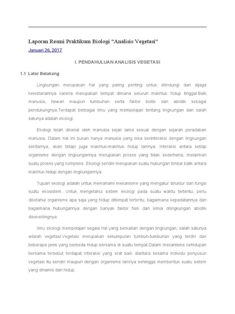 Prismaya Andarema: Laporan Resmi Praktikum Biologi "Analisis Vegetasi ...