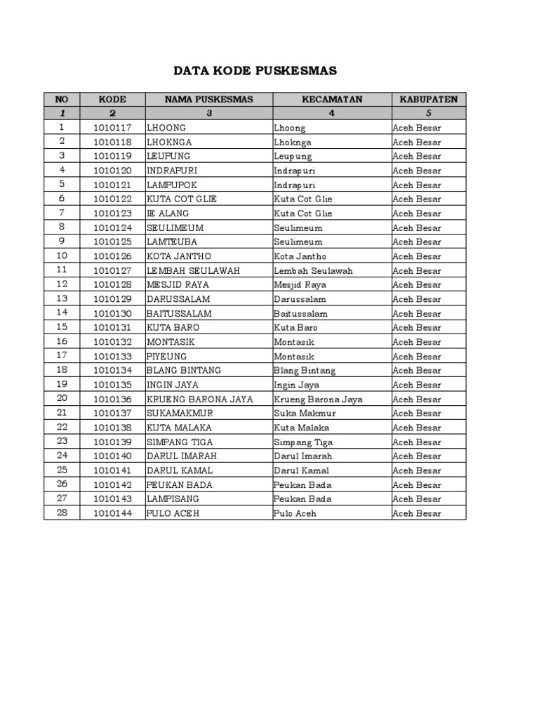 Kode Puskesmas | PDF