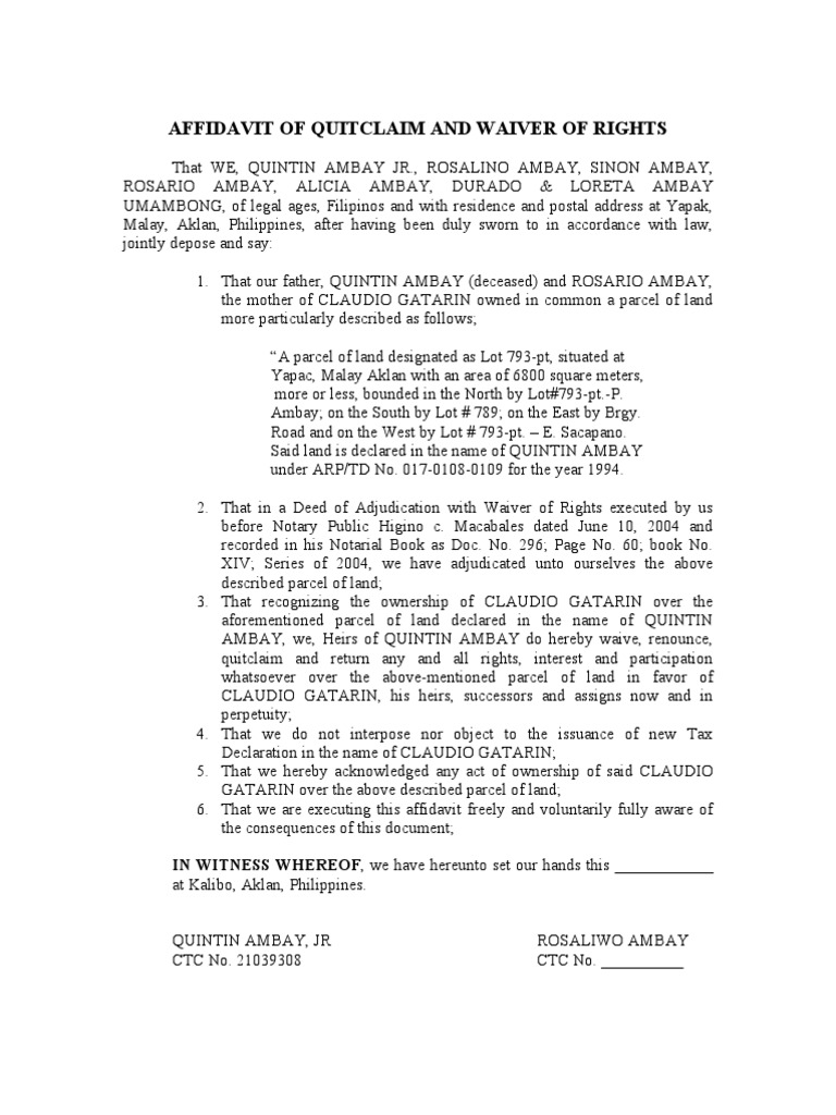 affidavit-of-quitclaim-public-law-social-institutions