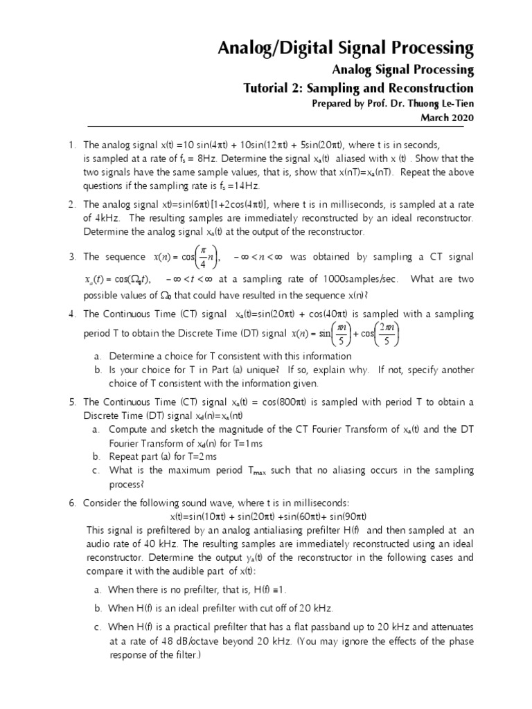Analog Signal Processing Tutorial 2: Sampling and Reconstruction | Download Free PDF | Sampling ...