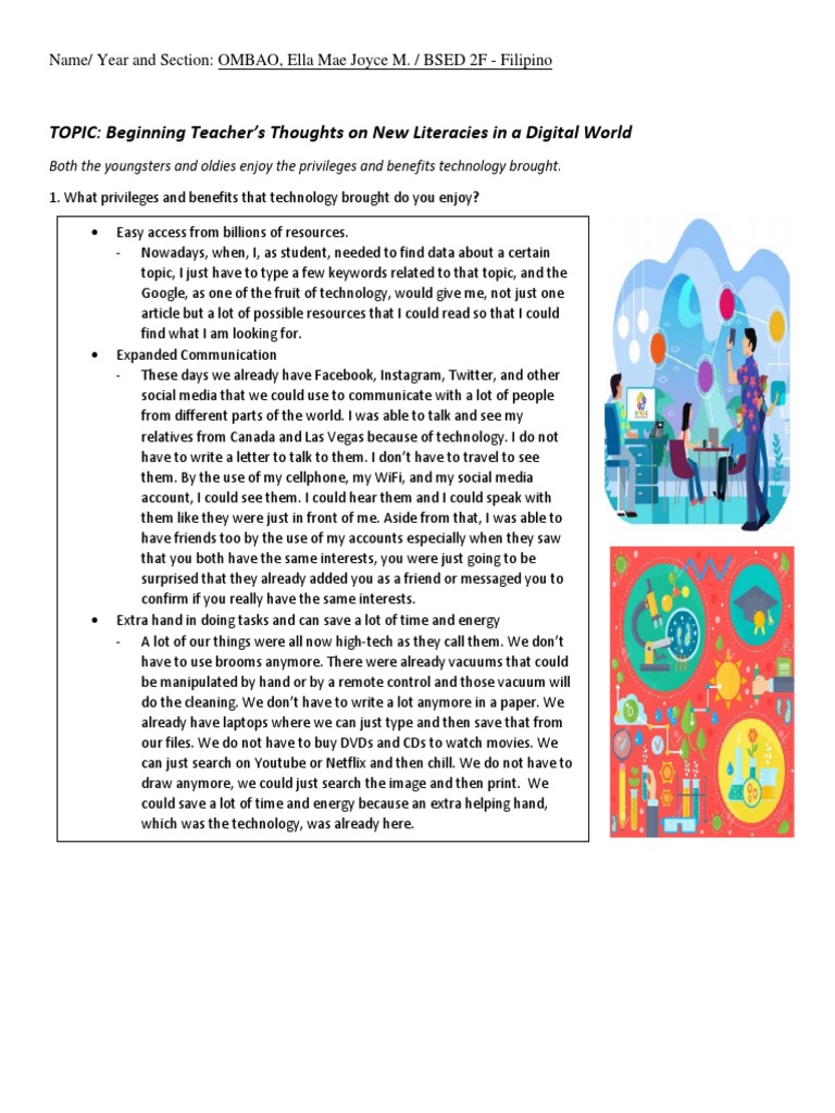 TOPIC: Beginning Teacher's Thoughts On New Literacies in A Digital ...