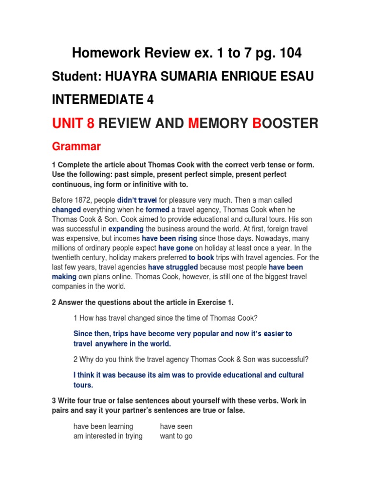 UNIT 8 Review and Memory Booster | PDF | Grammar | Linguistics