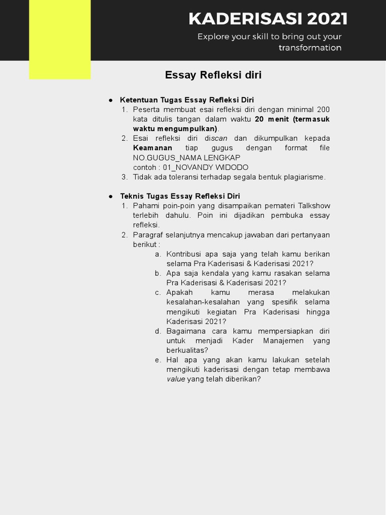 Essay Refleksi Diri | PDF