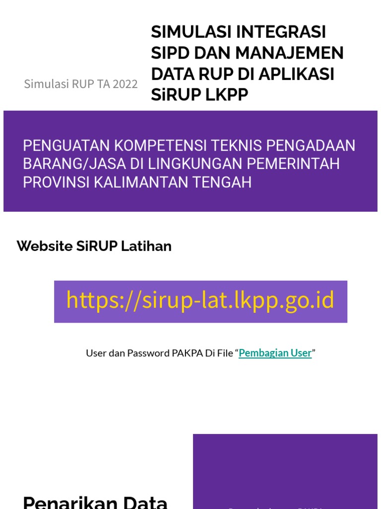 Integrasi SIPD dan SiRUP Kalimantan Tengah | PDF
