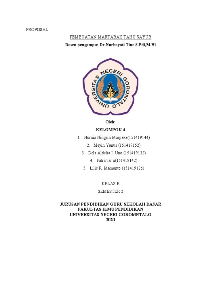Proposal Usaha Martabak Tahu Sayur | PDF