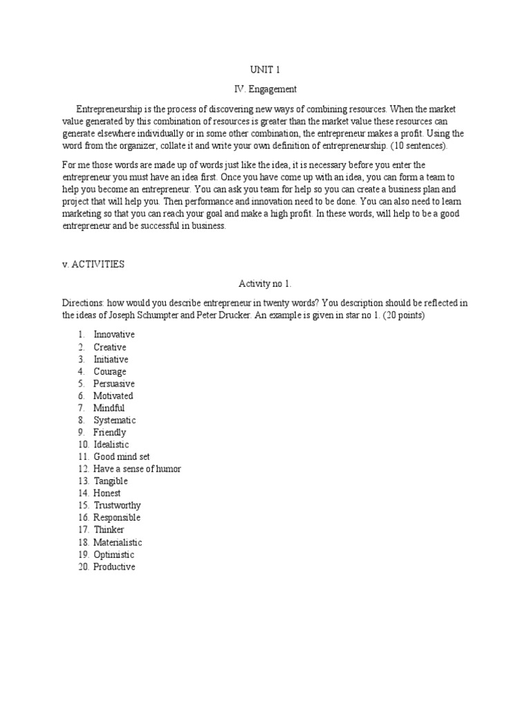 Unit 1 | PDF | Entrepreneurship | Luck