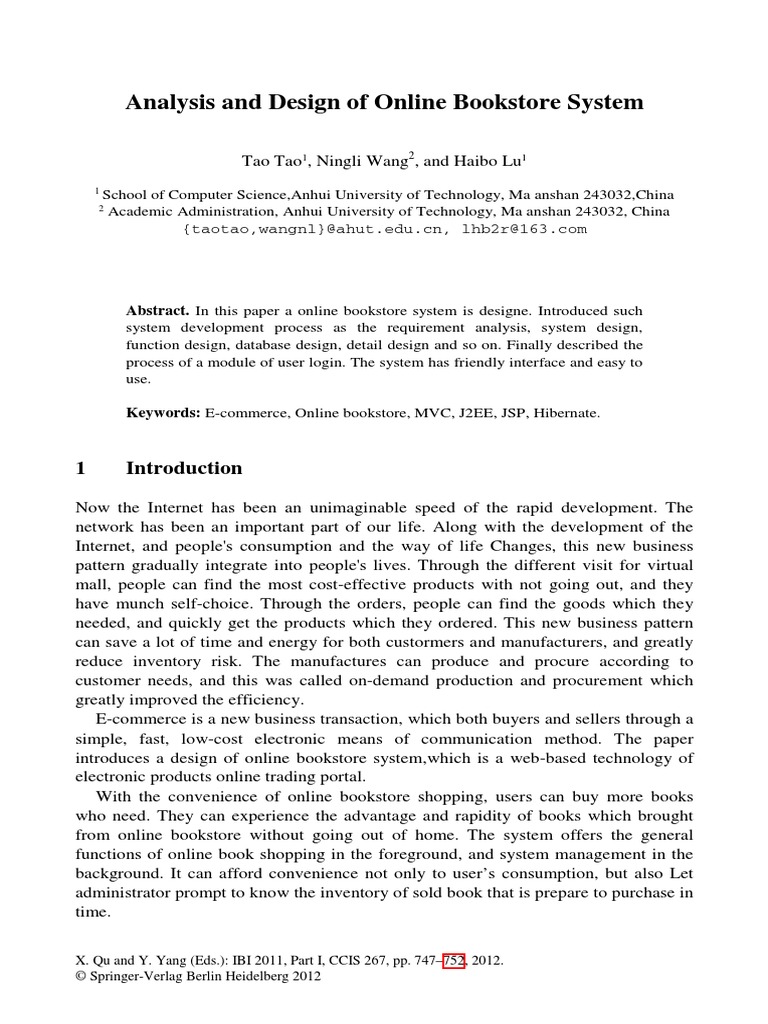 Analysis and Design of Online Bookstore System | PDF | Online Shopping ...