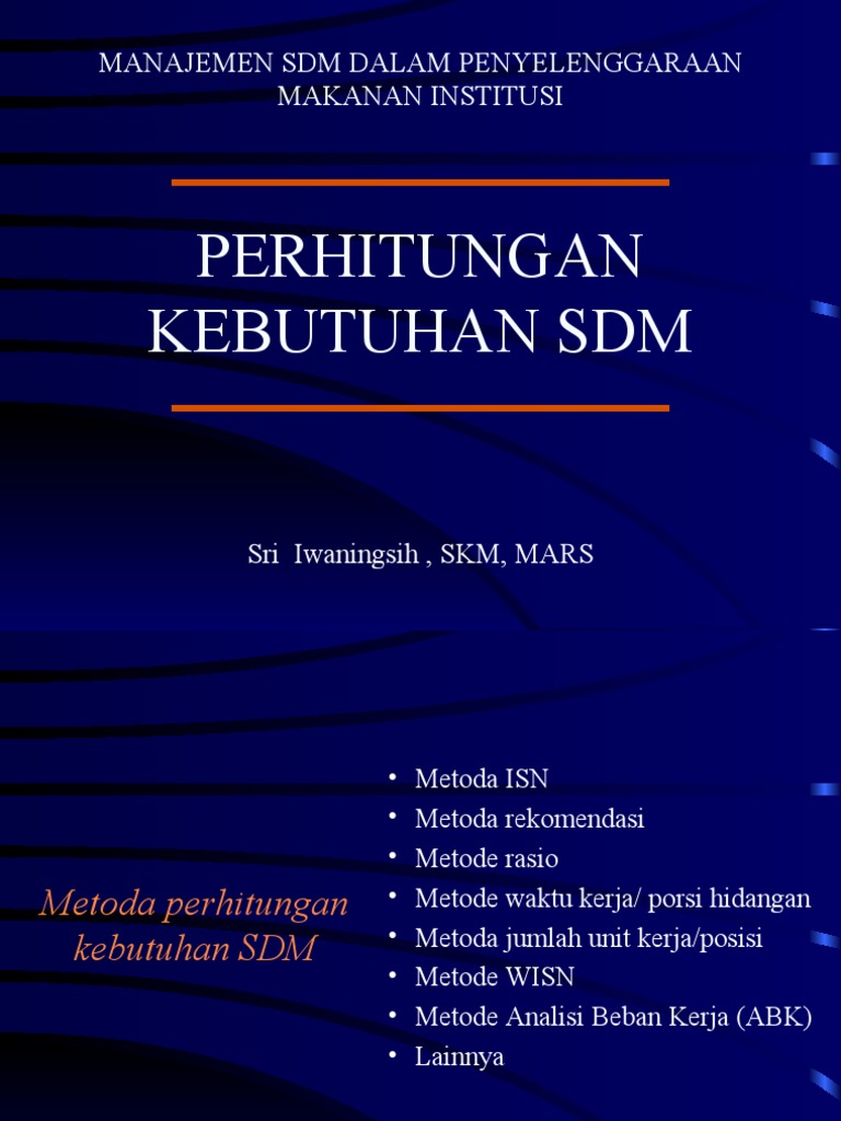 Perhitungan Kebutuhan SDM OK 2021 | PDF