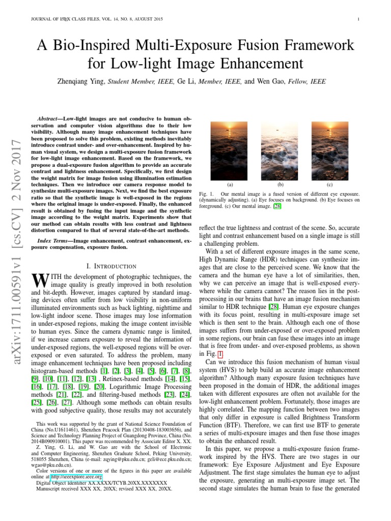 A Bio-Inspired Multi-Exposure Fusion Framework | PDF | Exposure (Photography) | Image Editing