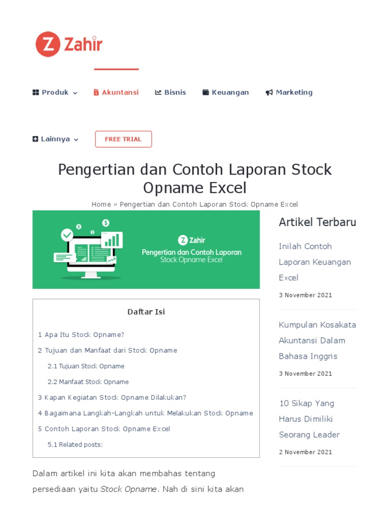 Pengertian Dan Contoh Laporan Stock Opname Excel 2021 | PDF ...