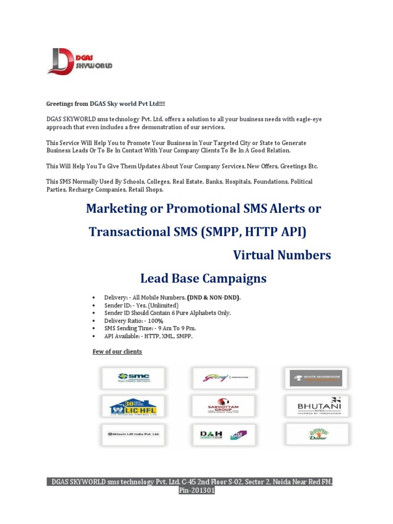 Proposal for Bulk SMS, Voice, and Digital Marketing Services from DGAS ...