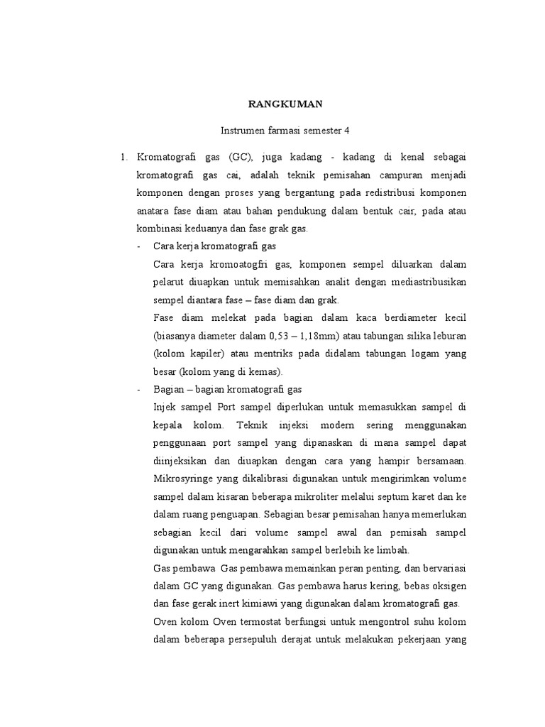 Rangkuman Instrumen Farmasi Semester 4 | PDF