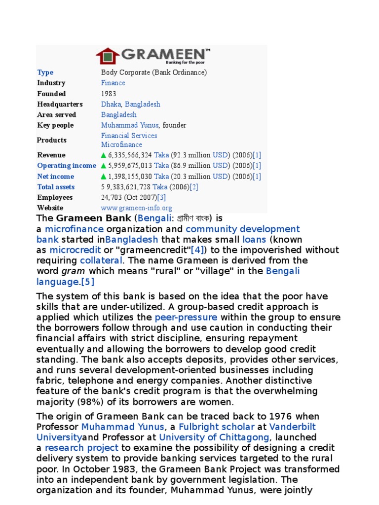 New Open Document Text | PDF | Grameen Bank | Microcredit