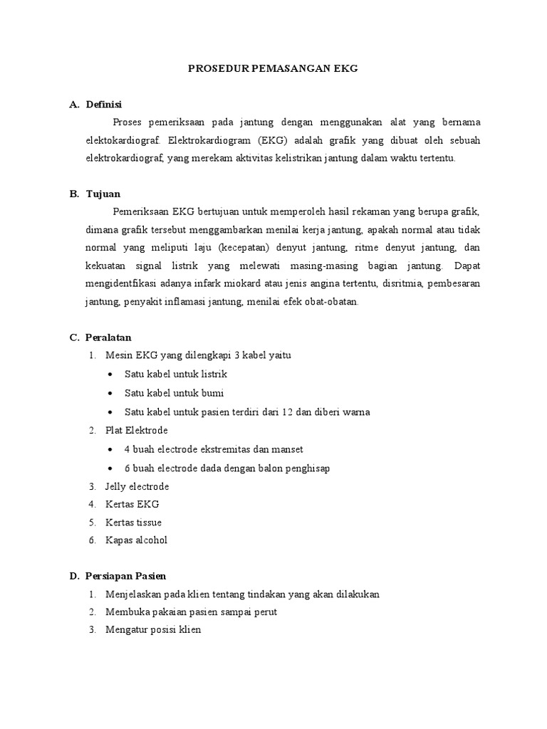Prosedur Pemasangan EKG | PDF