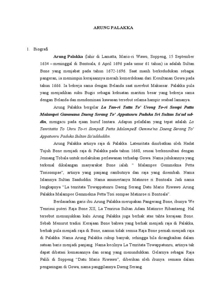 Biografi Arung Palakka | PDF | Sejarah