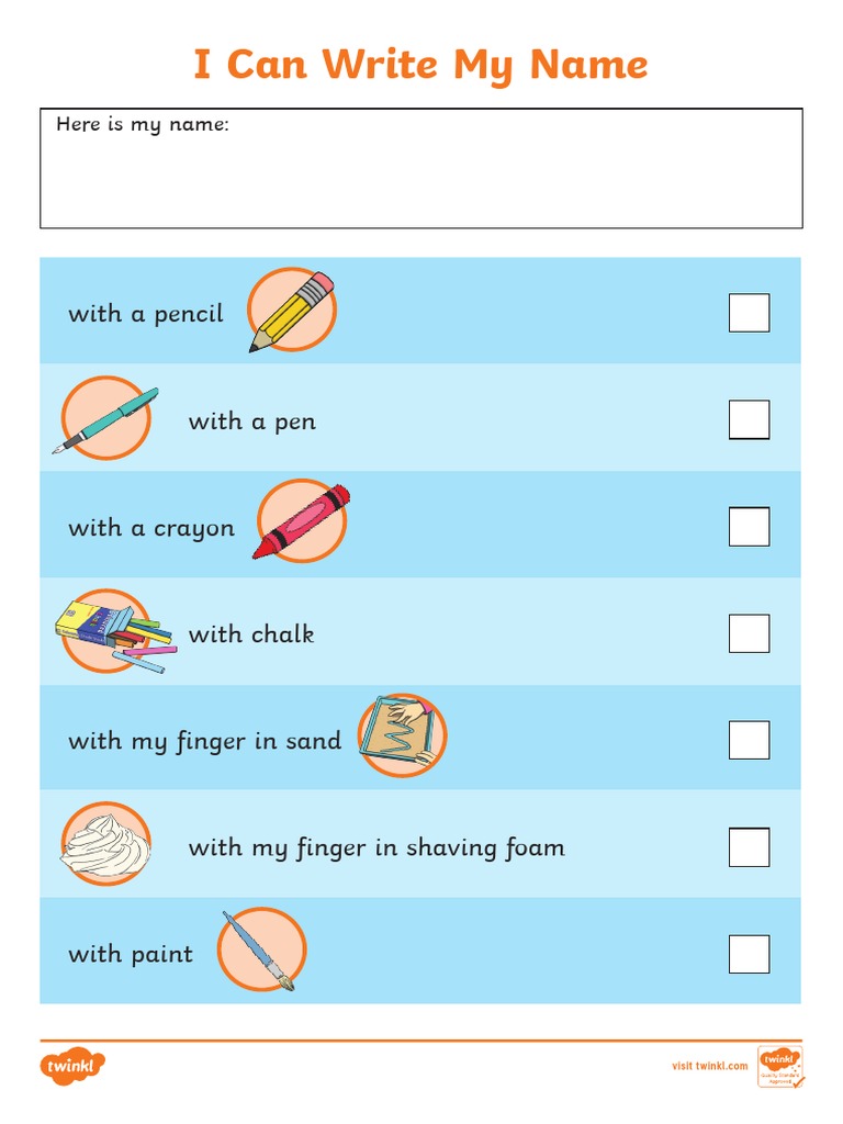 I Can Write My Name Activity Sheet | PDF | Art