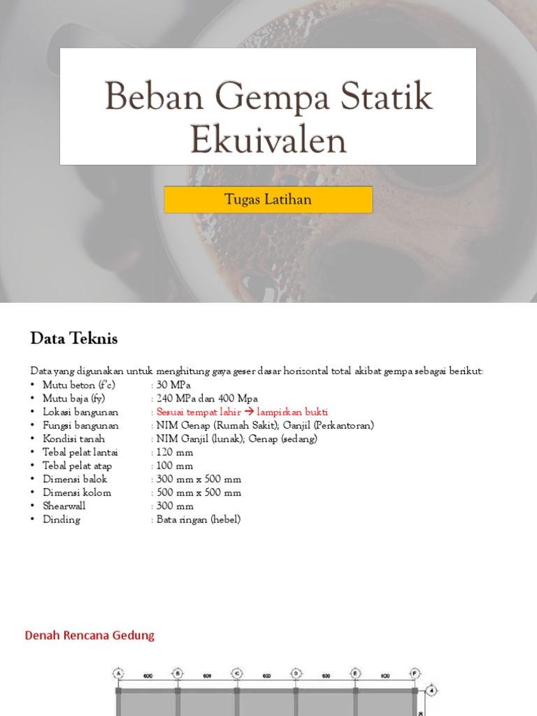 Tugas Latihan Beban Gempa Statik Ekuivalen | PDF