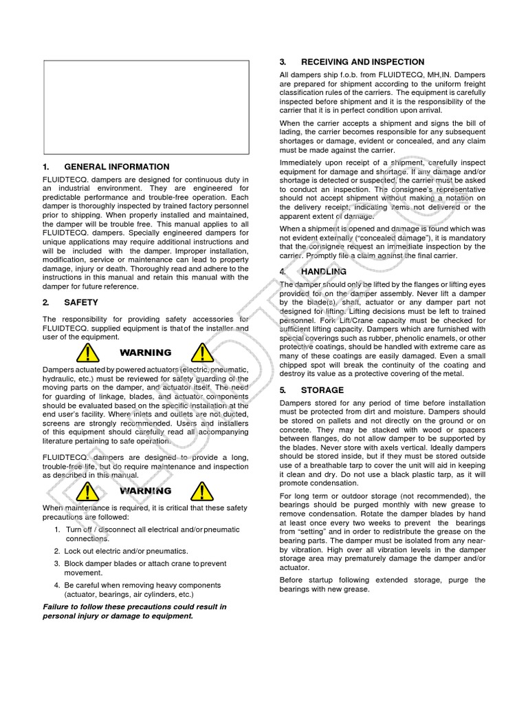 Damper Installation Operation Maintenance Manual V1.0 | PDF | Duct ...