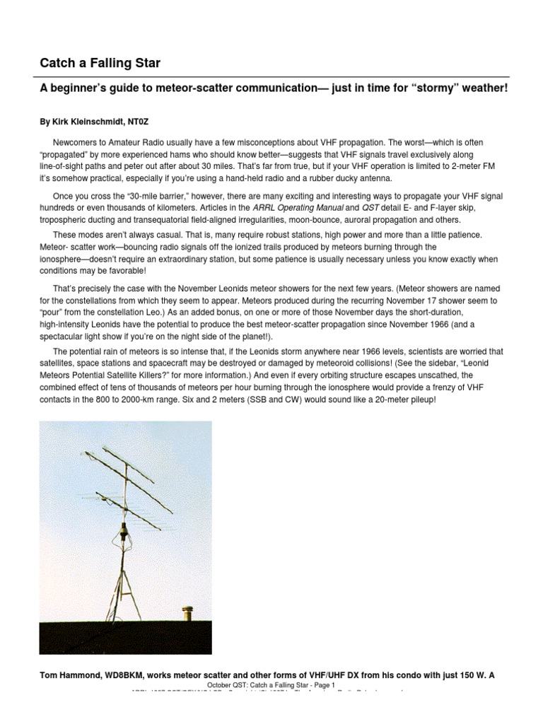 NT0Z - Beginning Guide To Meteor Scatter | PDF | Meteoroid | Radio ...