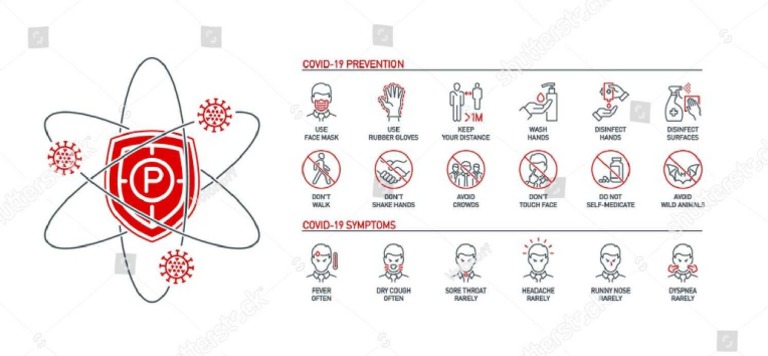Prevention Line Icons Set With Shield Isolated On White Outline Symbols ...