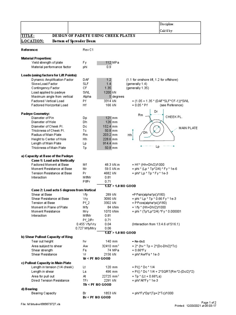 Pad Eye Design Cheeek Plate | Download Free PDF | Mechanical ...