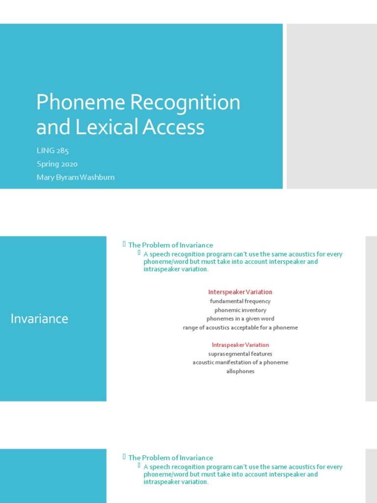 19 Notes - Phoneme Recognition | PDF | Phoneme | Speech