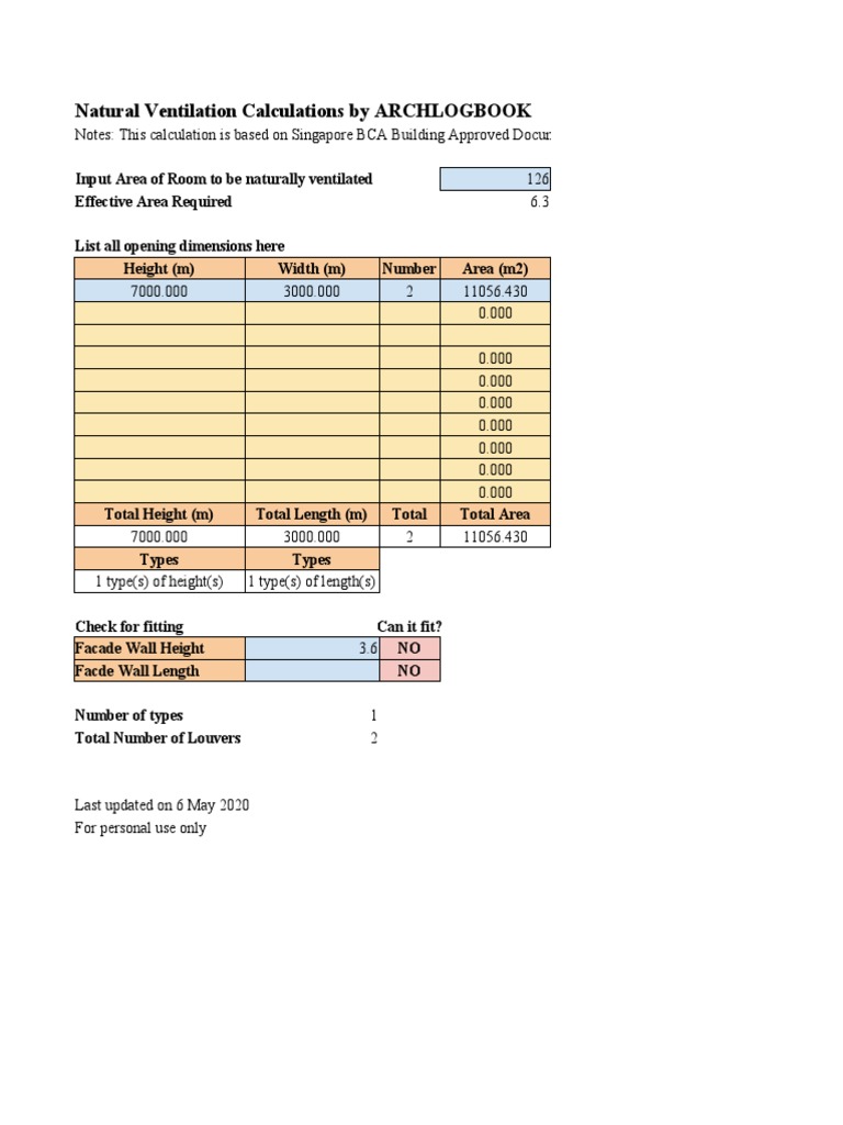 Natural Ventilation Calculation (Duplicate & Use) | PDF | Building ...