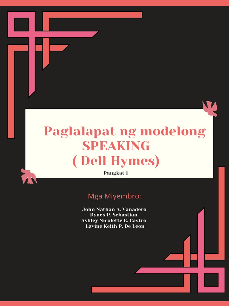 Paglalapat NG Modelong SPEAKING (Dell Hymes) PANGKAT 1 | PDF
