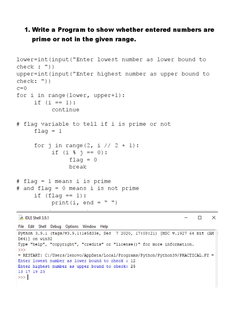 Write A Program To Show Whether Entered Numbers Are Prime or Not in The ...