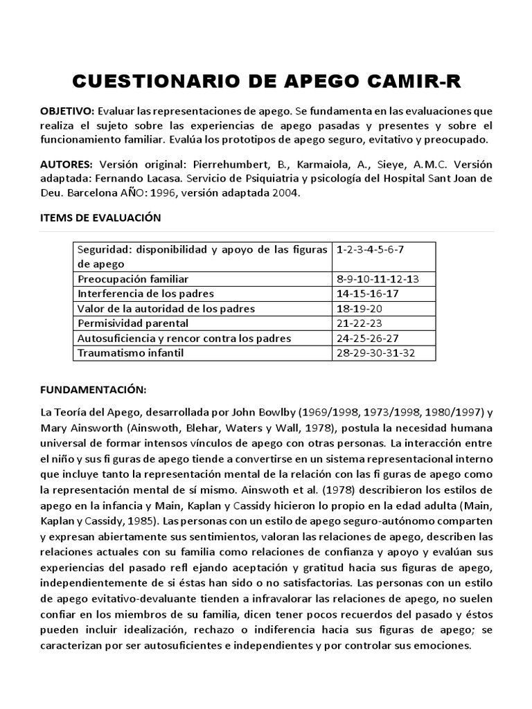 Camir Version Final | PDF | Teoría de apego | Sicología