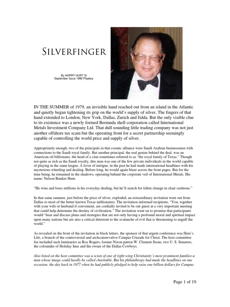 Silver Finger by Harry Hurt III - September Issue 1980 - Playboy | PDF