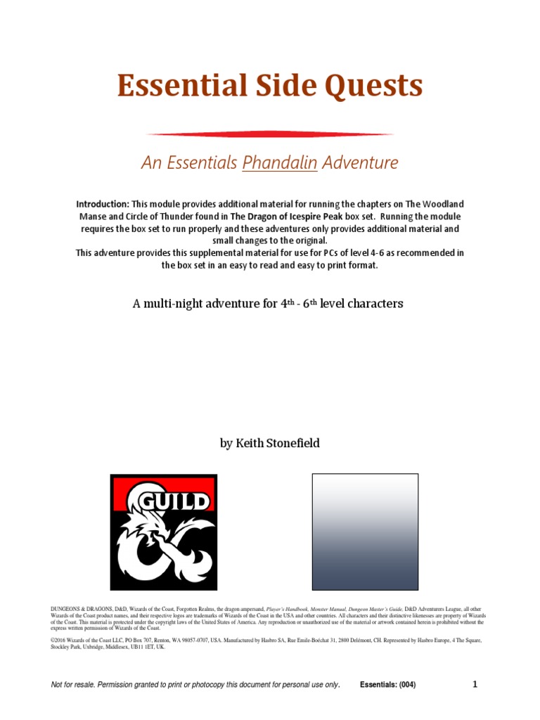Essential Side Quests: An Essentials Phandalin Adventure | PDF ...