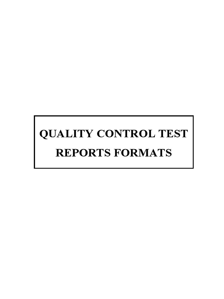 Quality Control Test Reports Formats | PDF | Concrete | Masonry