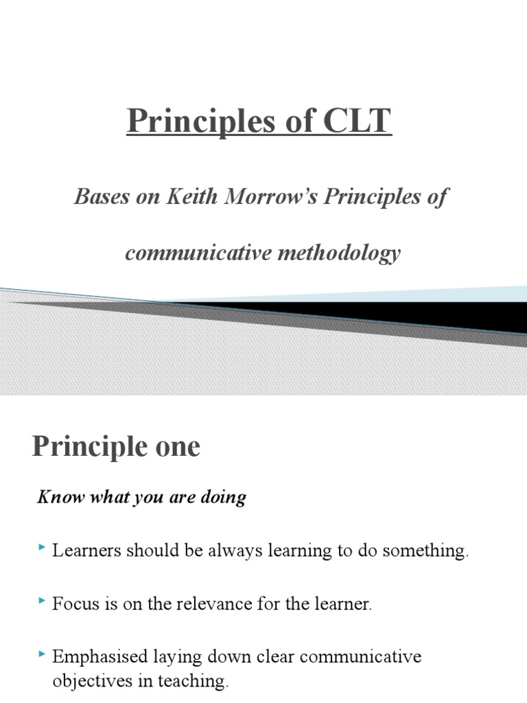 Principles of CLT: Bases On Keith Morrow's Principles of Communicative ...