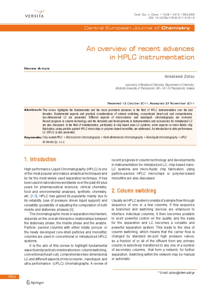 An Overview of Recent Advances in HPLC Instrumentation | PDF ...