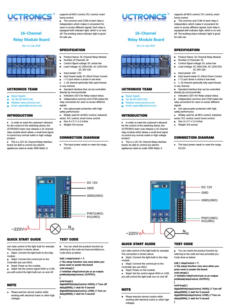 16-Channel Relay Module Board 16 - Channel Relay Module Board | PDF ...
