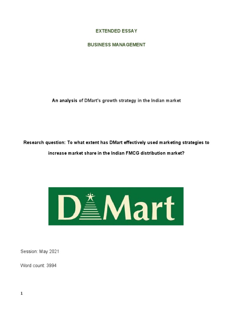 Extended Essay Business Management: An Analysis | PDF | Retail | Marketing