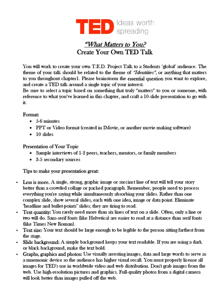 Create Your Own TED Talk Project | PDF | Graphics | Graphic Design