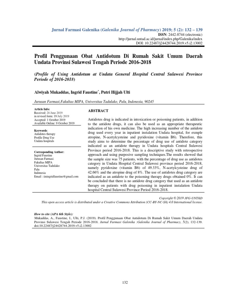 Profil Penggunaan Obat Antidotum Di Ruma 82aa0d4a | PDF | Heart Failure ...